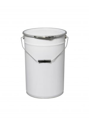 White 25L Metal UN Pail with Fastening ring and lid | H&O Plastics