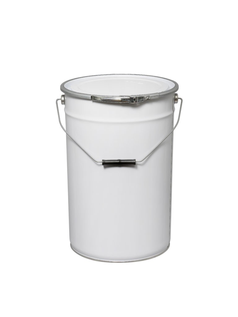 White 25L Metal UN Pail with Fastening ring and lid | H&O Plastics